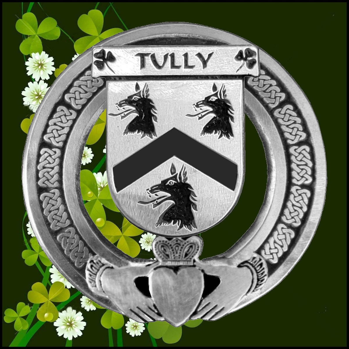 Tully Irish Claddagh Badge 8 oz. Flask Emerald, Ebony or Stainless – Celtic Studio