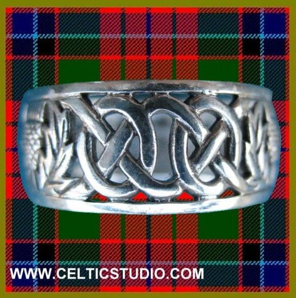 Wild Thistle Interlace Ring Celtic Band Wedding Ring - Sterling Silver – Celtic Studio