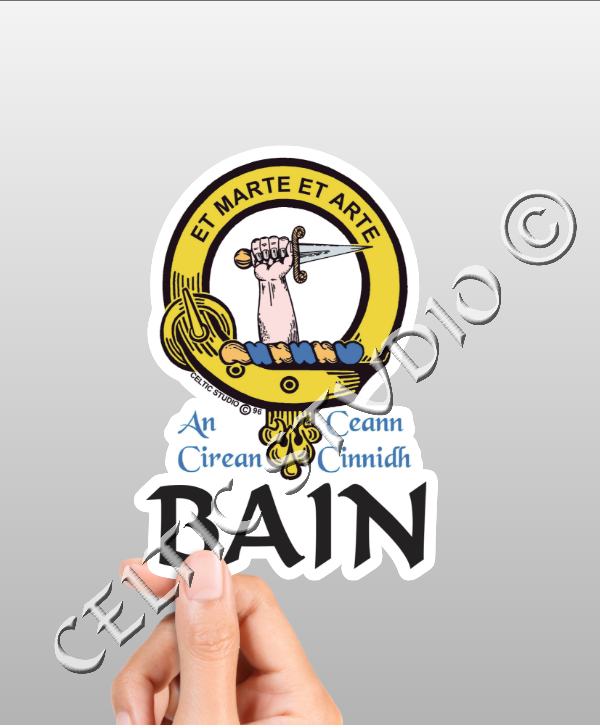 Bain Clan Crest Decal | Custom Scottish Heritage Car & Laptop Stickers ...