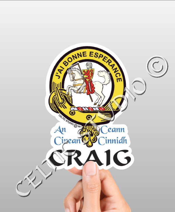 Craig Clan Crest Decal | Custom Scottish Heritage Car & Laptop Sticker ...