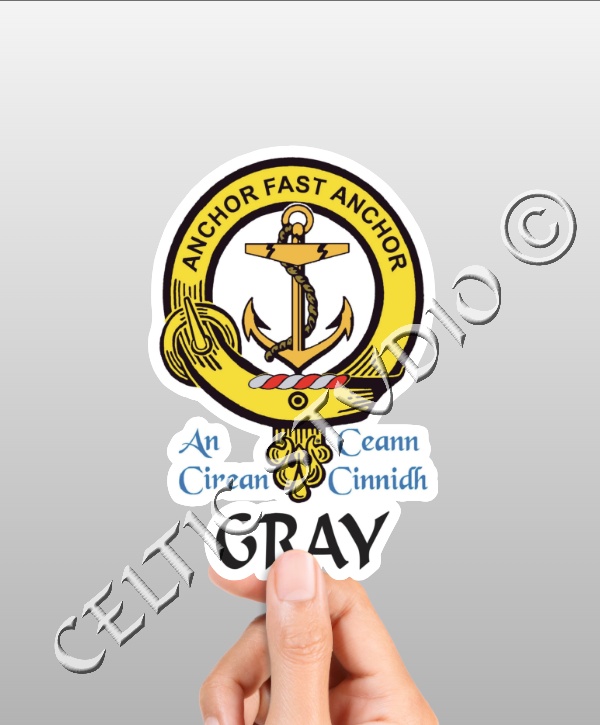 Gray Clan Crest Decal | Custom Scottish Heritage Car & Laptop Stickers ...