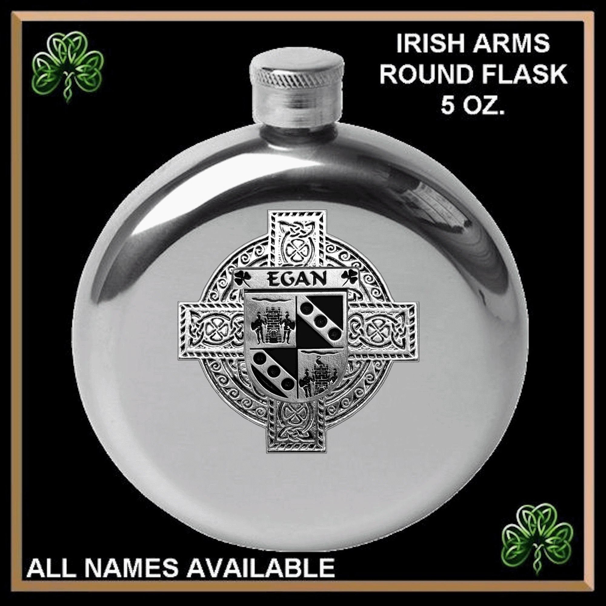 Egan Irish Celtic Cross Round Flask 5 oz – Celtic Studio