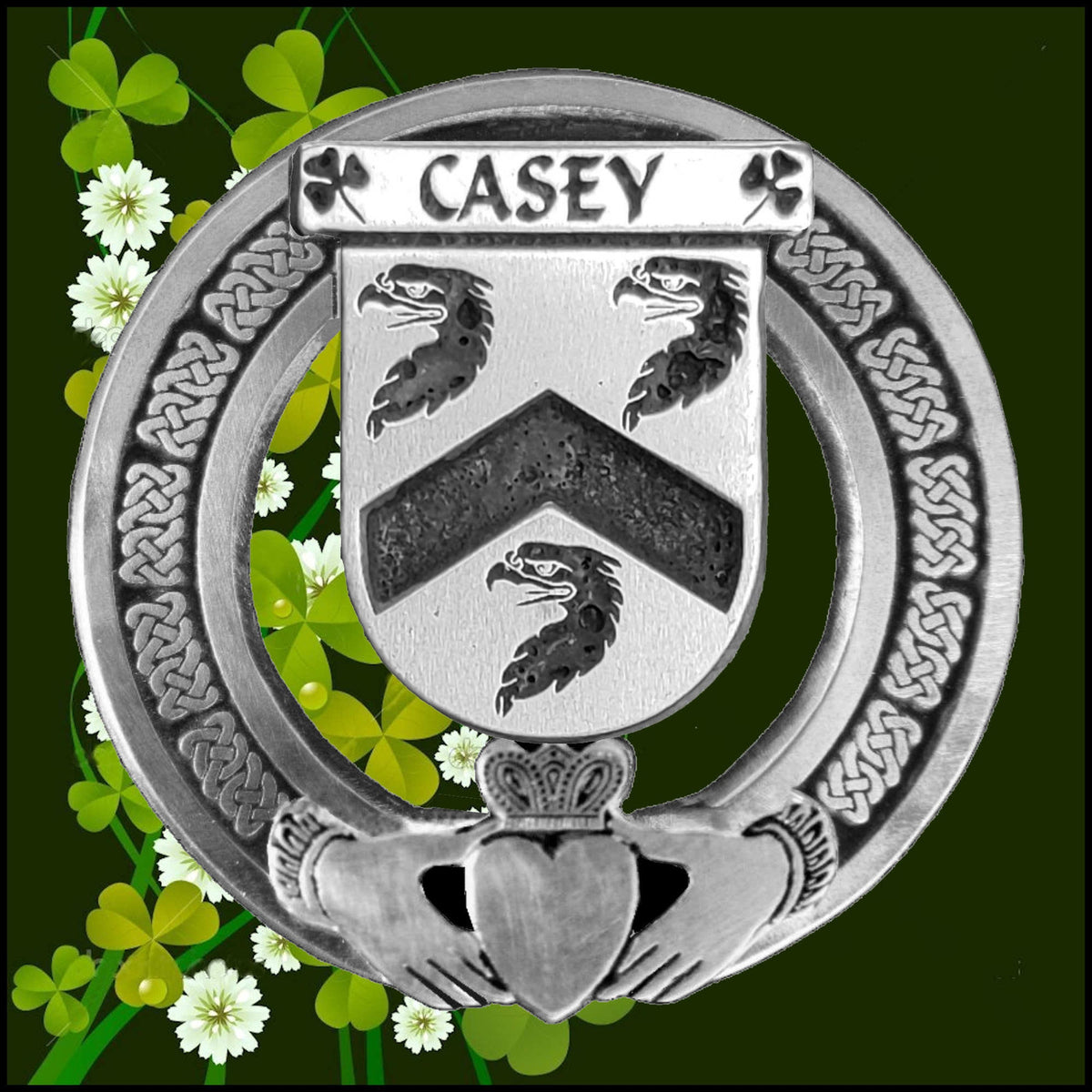 Casey Irish Claddagh Badge 8 oz. Flask Emerald, Ebony or Stainless ...