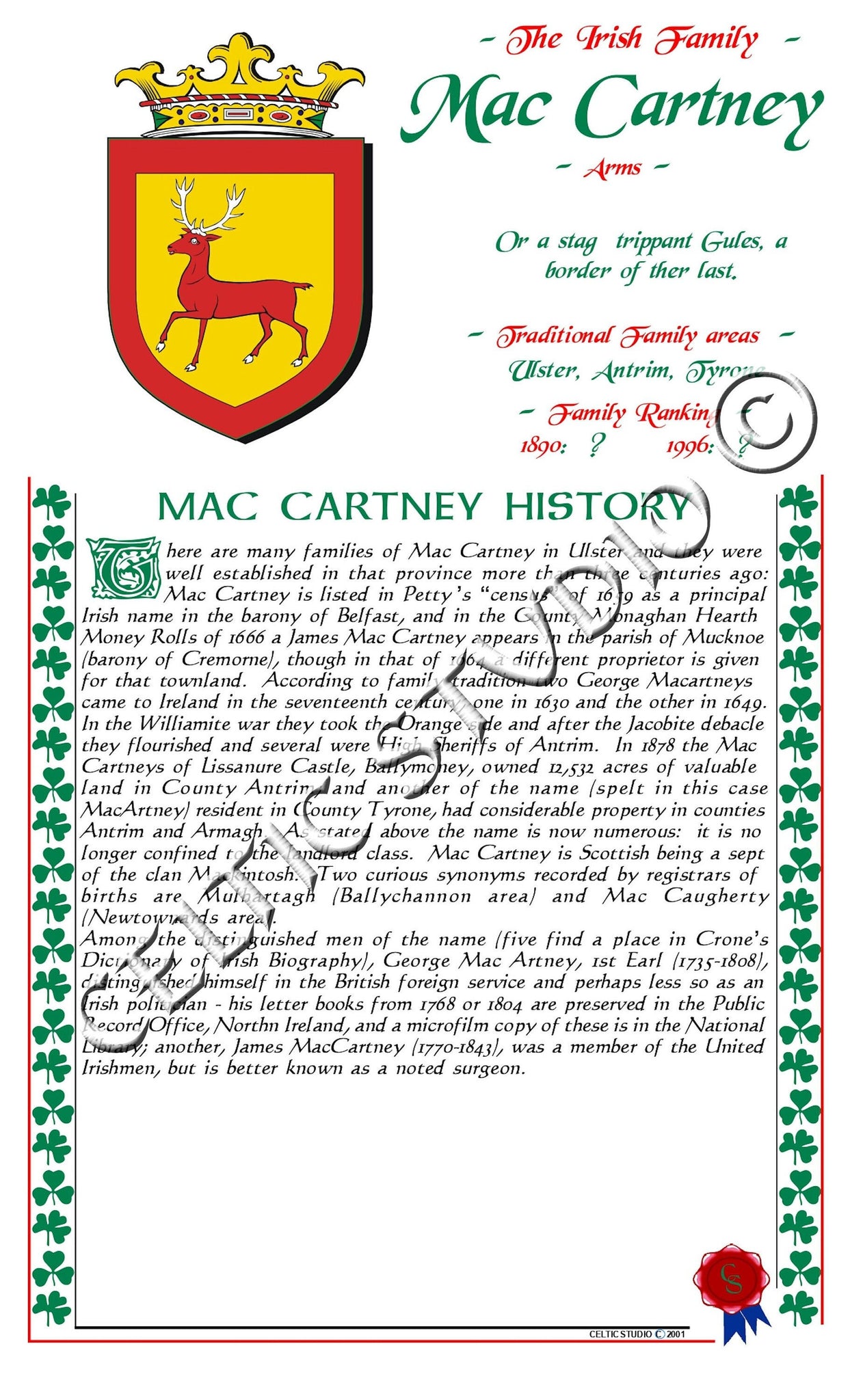 McCartney Irish Family History – Celtic Studio