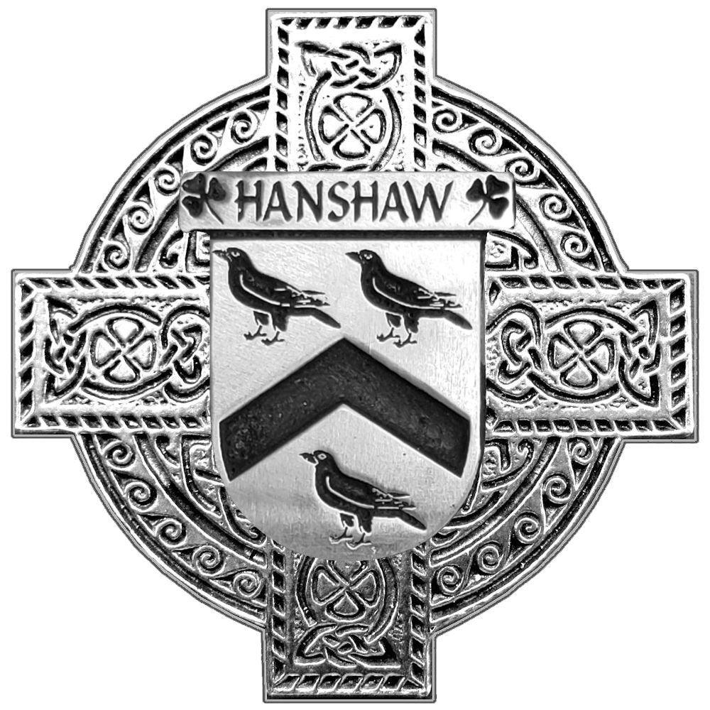 Hanshaw Irish Family Coat Of Arms Celtic Cross Badge – Celtic Studio