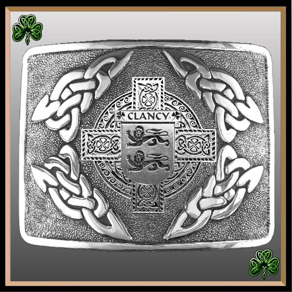 Clancy Irish Coat of Arms Interlace Kilt Buckle – Celtic Studio