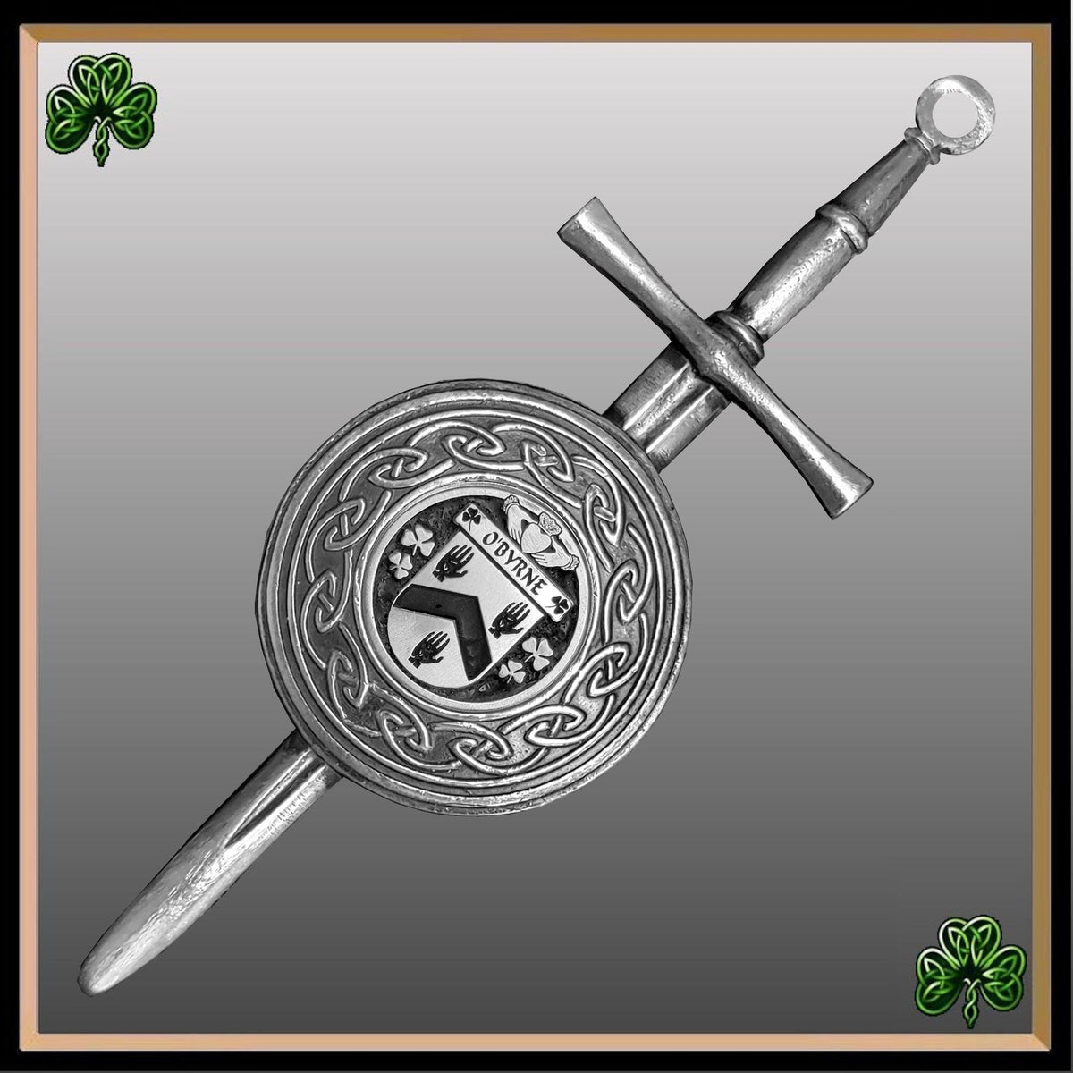 O'Byrne Irish Dirk Coat of Arms Shield Kilt Pin - Pewter – Celtic Studio