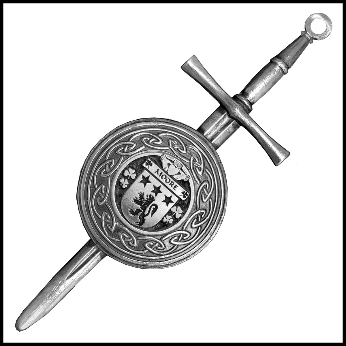 Moore Irish Dirk Coat of Arms Shield Kilt Pin - Pewter – Celtic Studio