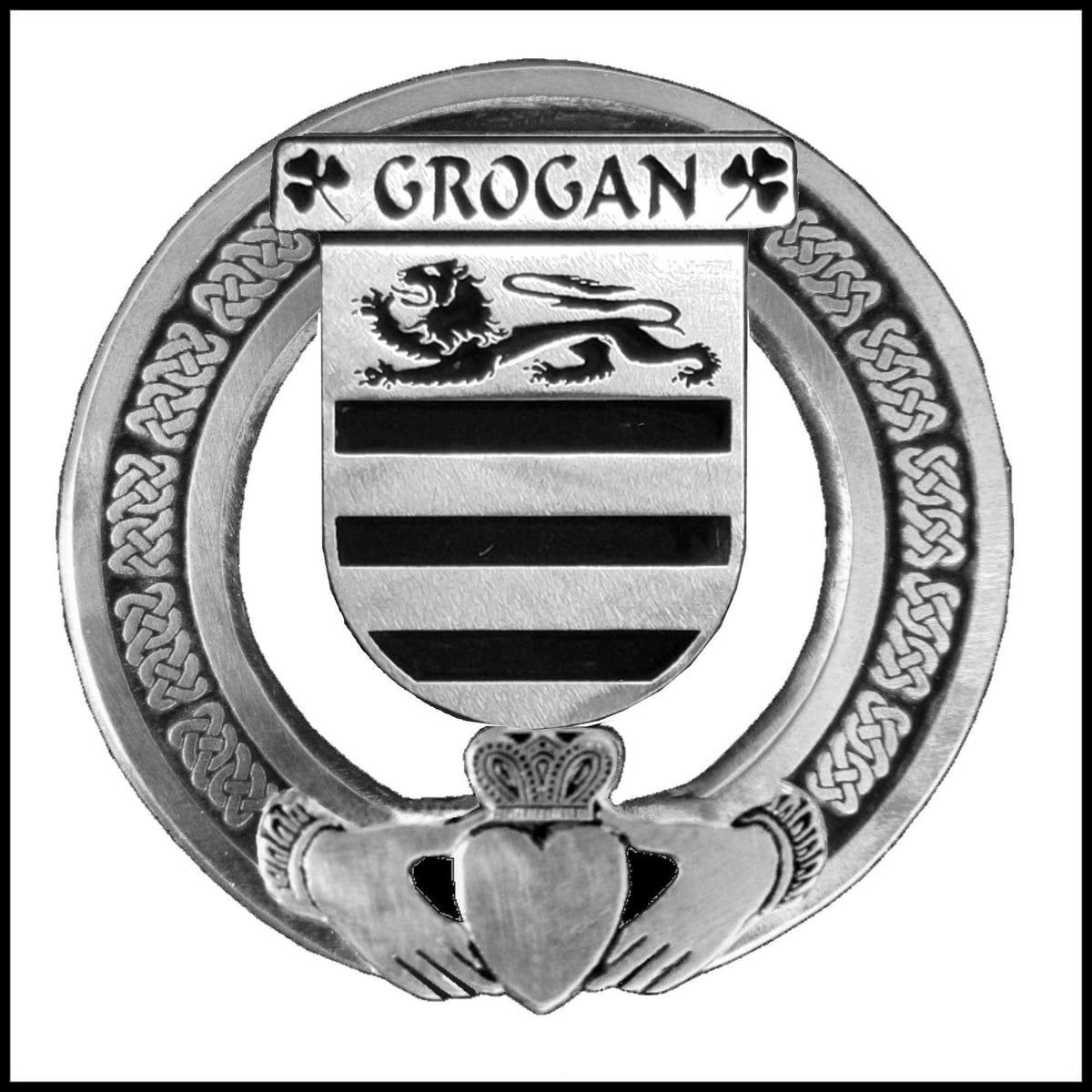 Grogan Irish Claddagh Coat of Arms Badge – Celtic Studio
