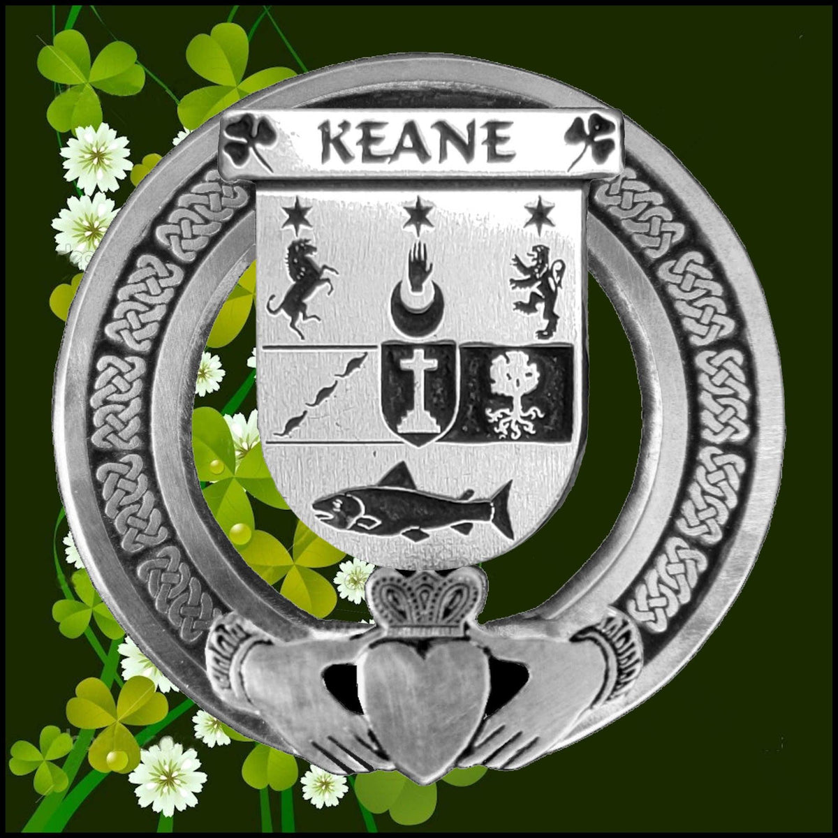 Keane Irish Claddagh Coat of Arms Badge – Celtic Studio