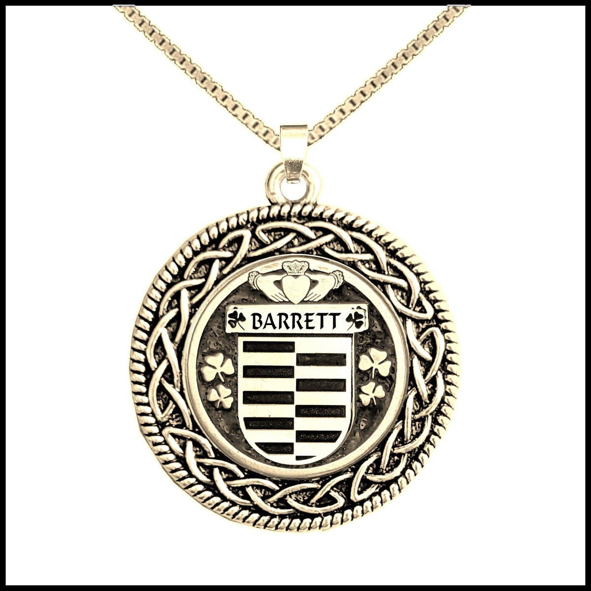 Barrett Irish Coat of Arms Celtic Interlace Disk Pendant ~ IP06 ...