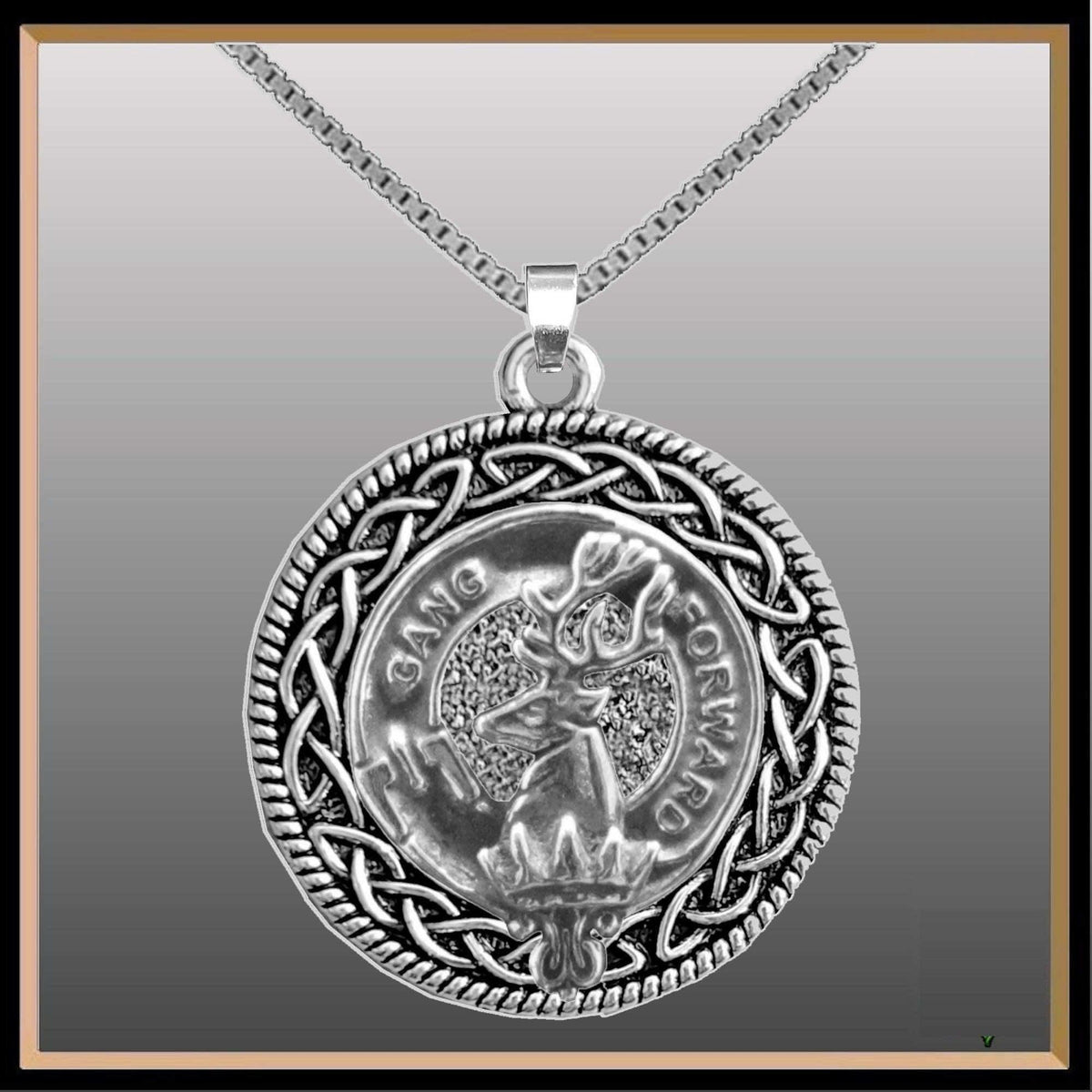 Stirling Clan Crest Celtic Interlace Disk Pendant, Scottish Family Cre ...