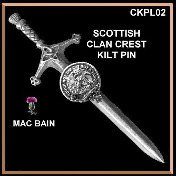 MacBain Clan Crest Kilt Pin, MacBean Scottish pin – Celtic Studio